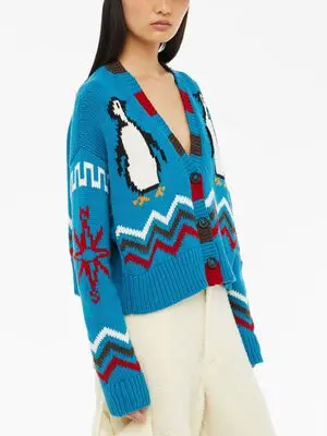 Alanui For The Love Of Penguin Jacquard Cardigan