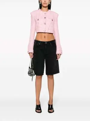 Gcds Button-up Cropped Tweed Jacket - Pink