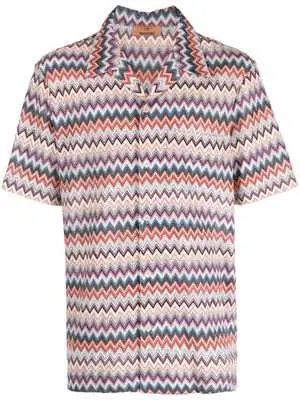 Missoni Zigzag-woven Short-sleeve Shirt Purple