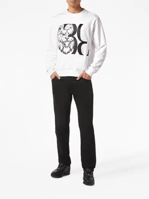 BILLIONAIRE Cotton Sweatshirt With Lion Graphic - White