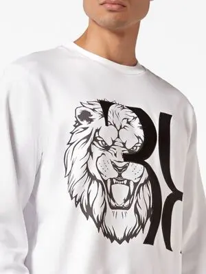 BILLIONAIRE Cotton Sweatshirt With Lion Graphic - White