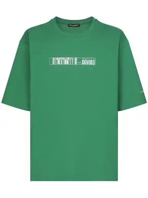 Dolce & Gabbana Barcode-print Cotton T-shirt - Green