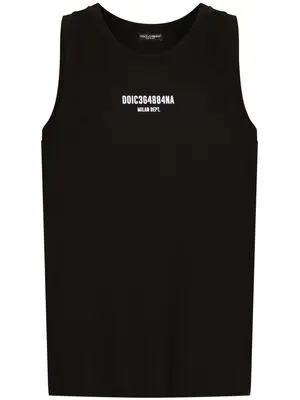 Dolce & Gabbana Logo-print Sleeveless Cotton T-shirt - Black