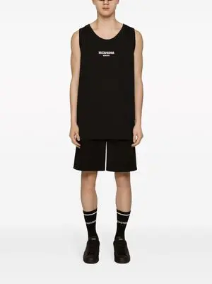 Dolce & Gabbana Logo-print Sleeveless Cotton T-shirt - Black