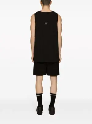 Dolce & Gabbana Logo-print Sleeveless Cotton T-shirt - Black