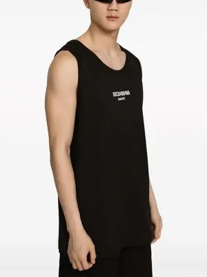 Dolce & Gabbana Logo-print Sleeveless Cotton T-shirt - Black
