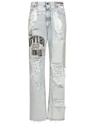 Dolce & Gabbana Distressed Wide-leg Jeans