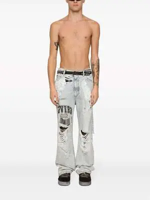 Dolce & Gabbana Distressed Wide-leg Jeans
