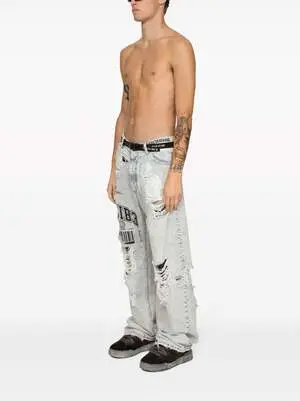 Dolce & Gabbana Distressed Wide-leg Jeans