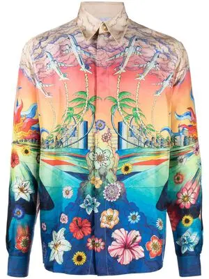 Casablanca Silk Graphic Print Shirts