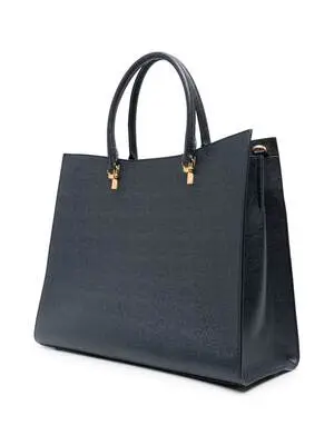 Thom Browne Pebbled-leather Duet Tote - Blue