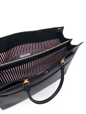 Thom Browne Pebbled-leather Duet Tote - Blue