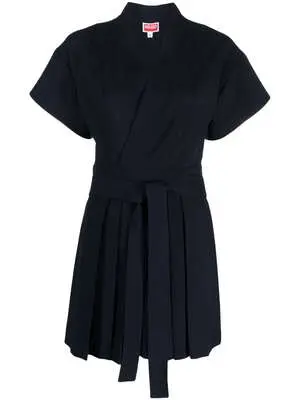 Kenzo Pleated Wrap Mini Dress