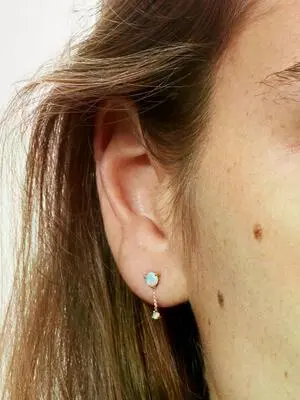 WWAKE 14kt Recycled Yellow Opal And Diamond Drop Earring
