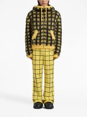 Marni Checked Mohair-blend Cardigan