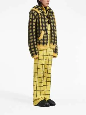 Marni Checked Mohair-blend Cardigan
