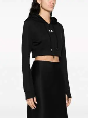 COURREGES Logo-patch Cropped Zipped Hoodie