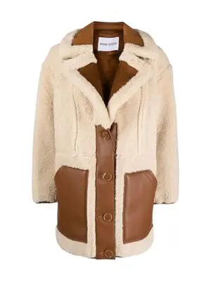 STAND STUDIO Single-breasted Faux Shearling Coat