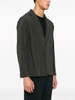 Issey Miyake Single-breasted Pleated Blazer - Green