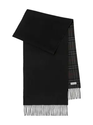 Burberry Checked Reversible Cashmere Scarf - Black
