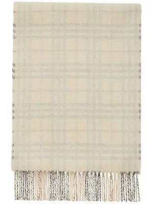 Burberry Checked Reversible Cashmere Scarf Neutrals