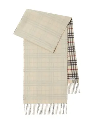 Burberry Checked Reversible Cashmere Scarf - Neutrals