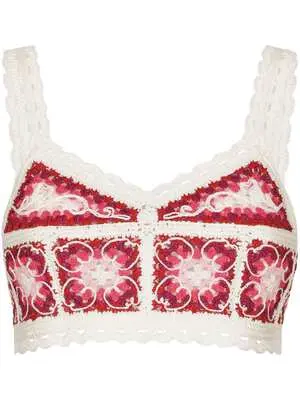 Dolce & Gabbana Crochet-knit Panelled Cropped Top