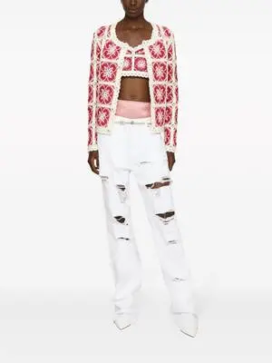 Dolce & Gabbana Crochet-knit Panelled Cropped Top