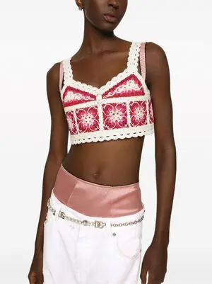 Dolce & Gabbana Crochet-knit Panelled Cropped Top