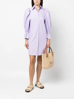 Karl Lagerfeld Puff-sleeve Shirt Dress - Purple