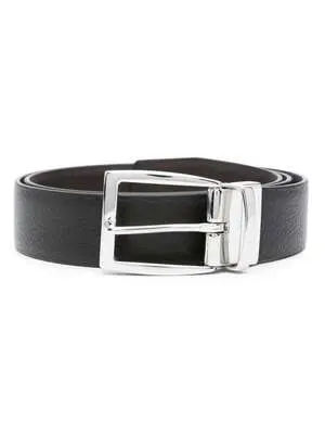 Canali Logo-engraved Pebbled Leather Belt