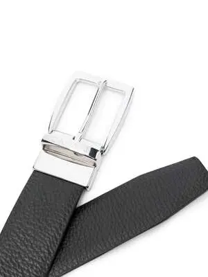 Canali Logo-engraved Pebbled Leather Belt