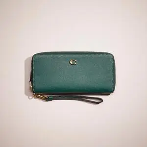 COACH Restored Continental Wallet Brass/dark Pine
