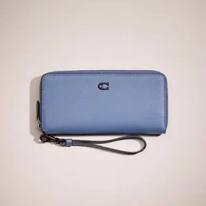 COACH Restored Continental Wallet Pewter/washed Chambray