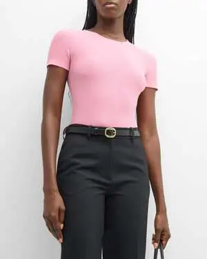 Giorgio Armani Ottoman Ribbed Tee Pink