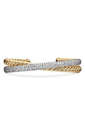 David Yurman Pavé Diamond Crossover Cuff Bracelet - 18k Yellow Gold/diamond