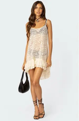 EDIKTED Perla Sheer Lace Mini Slipdress