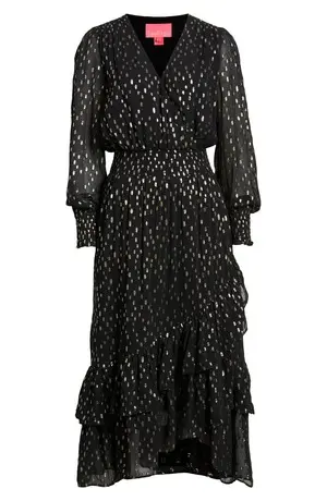 Lilly Pulitzer® Cristiana Dot Fil Coupé Long Sleeve Midi Dress