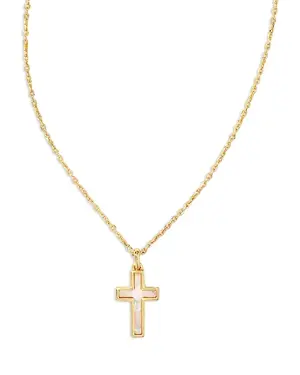 Kendra Scott Kendra Scott 14K Gold Plated Cross Pendant Necklace White Opal