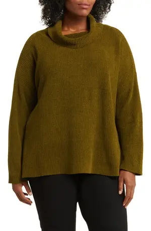 Eileen Fisher Cowl Neck Organic Cotton Sweater