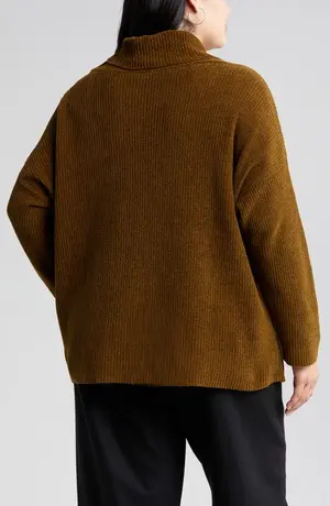Eileen Fisher Cowl Neck Organic Cotton Sweater