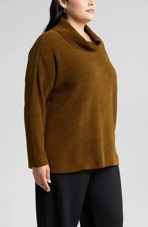 Eileen Fisher Cowl Neck Organic Cotton Sweater