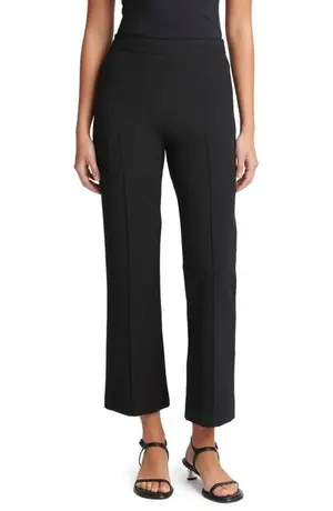 Vince Pintuck Crop Flare Cotton Blend Pants Black