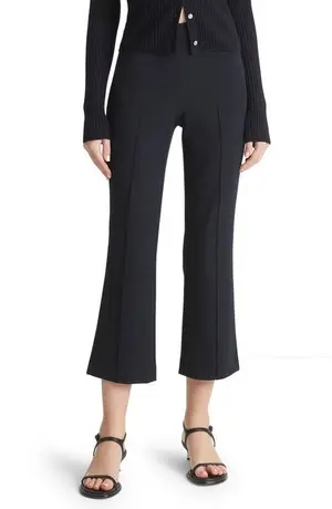 Vince Pintuck Crop Flare Cotton Blend Pants Coastal