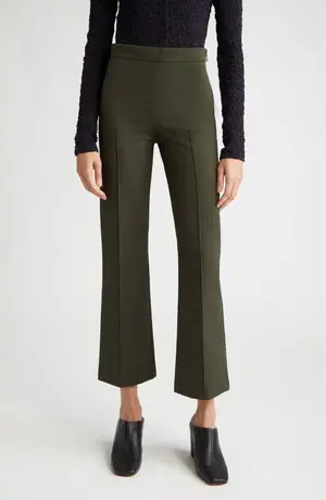 Vince Pintuck Crop Flare Cotton Blend Pants Eden