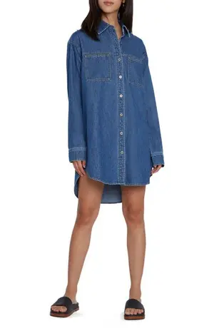 WASH LAB DENIM Oversized Shirt Dress - Wave Blue
