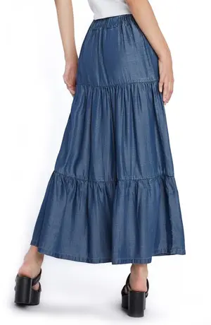 WASH LAB DENIM Tiered Maxi Skirt