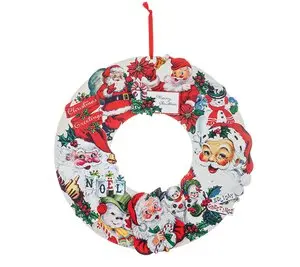 MR. CHRISTMAS 18' Wooden Wreath Vintage Santa Claus - One-color