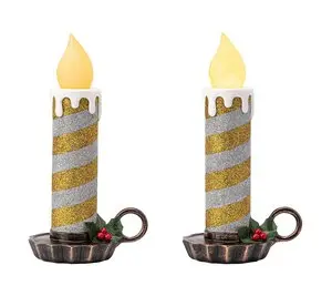 MR. CHRISTMAS 10' S/2 Led Resin Striped Candles Two-tone - One-color