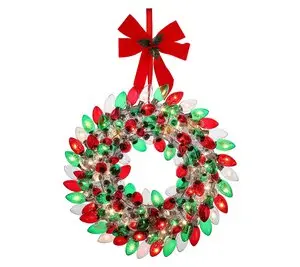 MR. CHRISTMAS 17' Retro C9 Bulb Wreath Red & Een - One-color